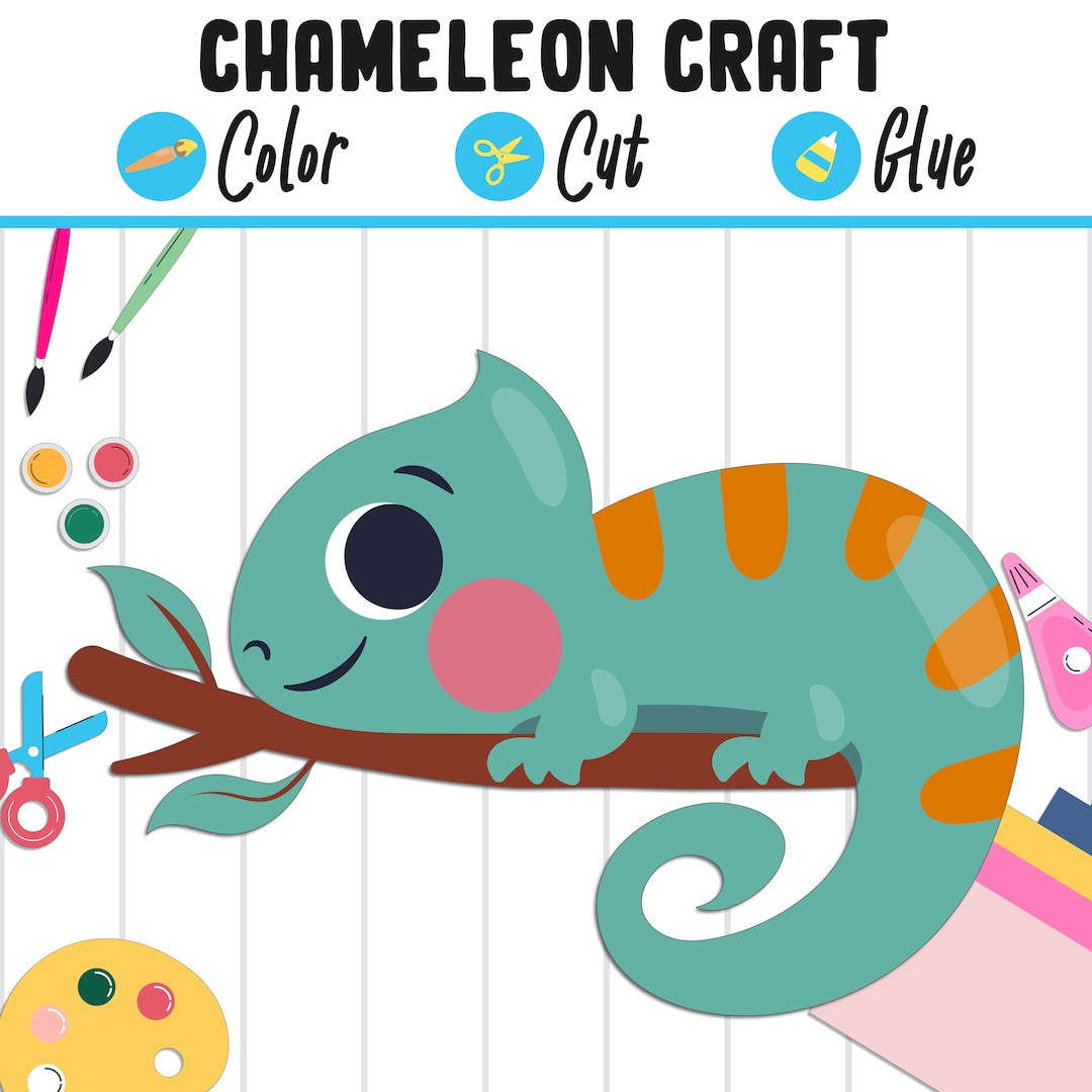 Cute Chameleon Craft : Color, Cut, and Glue, a Fun Activity for Pre K ...