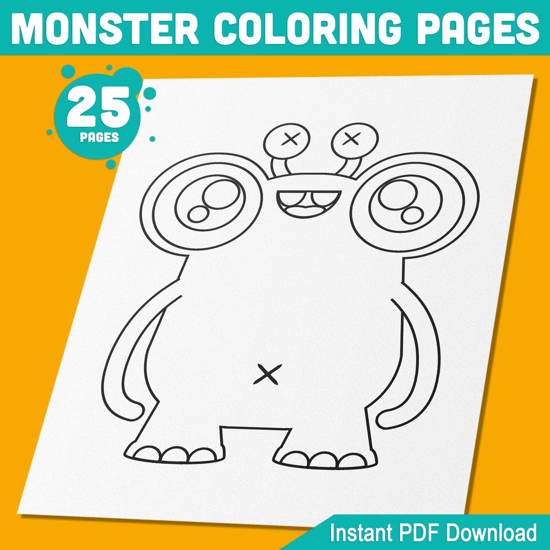Simple Monster Coloring Pages: 25 Fun and Spooky Sheets for Preschool ...