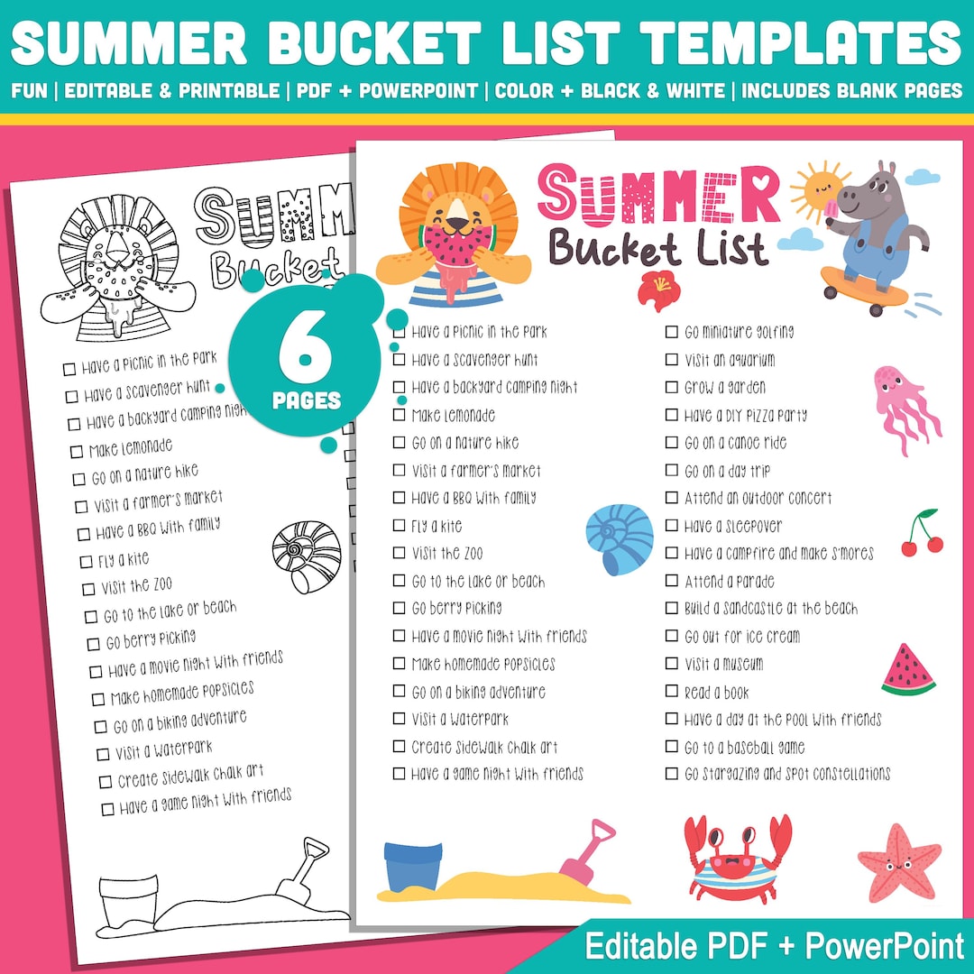 Summer Bucket List Craft for Kids: Editable Classroom Template ...