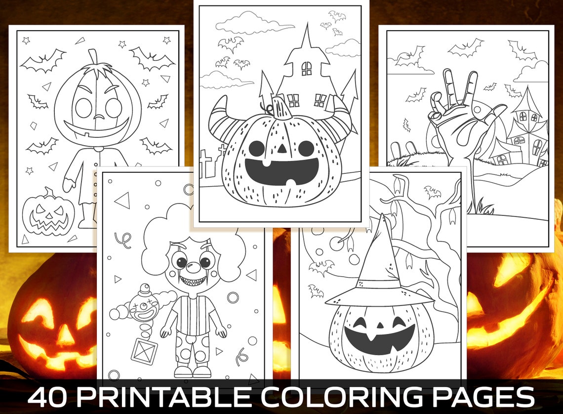 Halloween Activities for Kids 40 Printable Coloring Pages for - Etsy