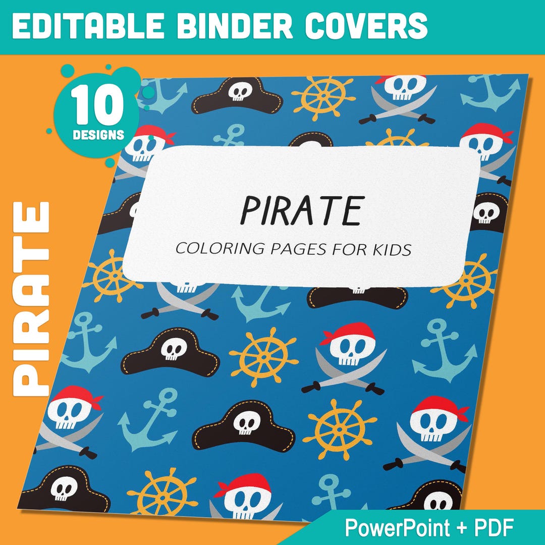 10 Editable Pirate Binder Covers, Includes 1, 1.5, 2" Spines, Available ...