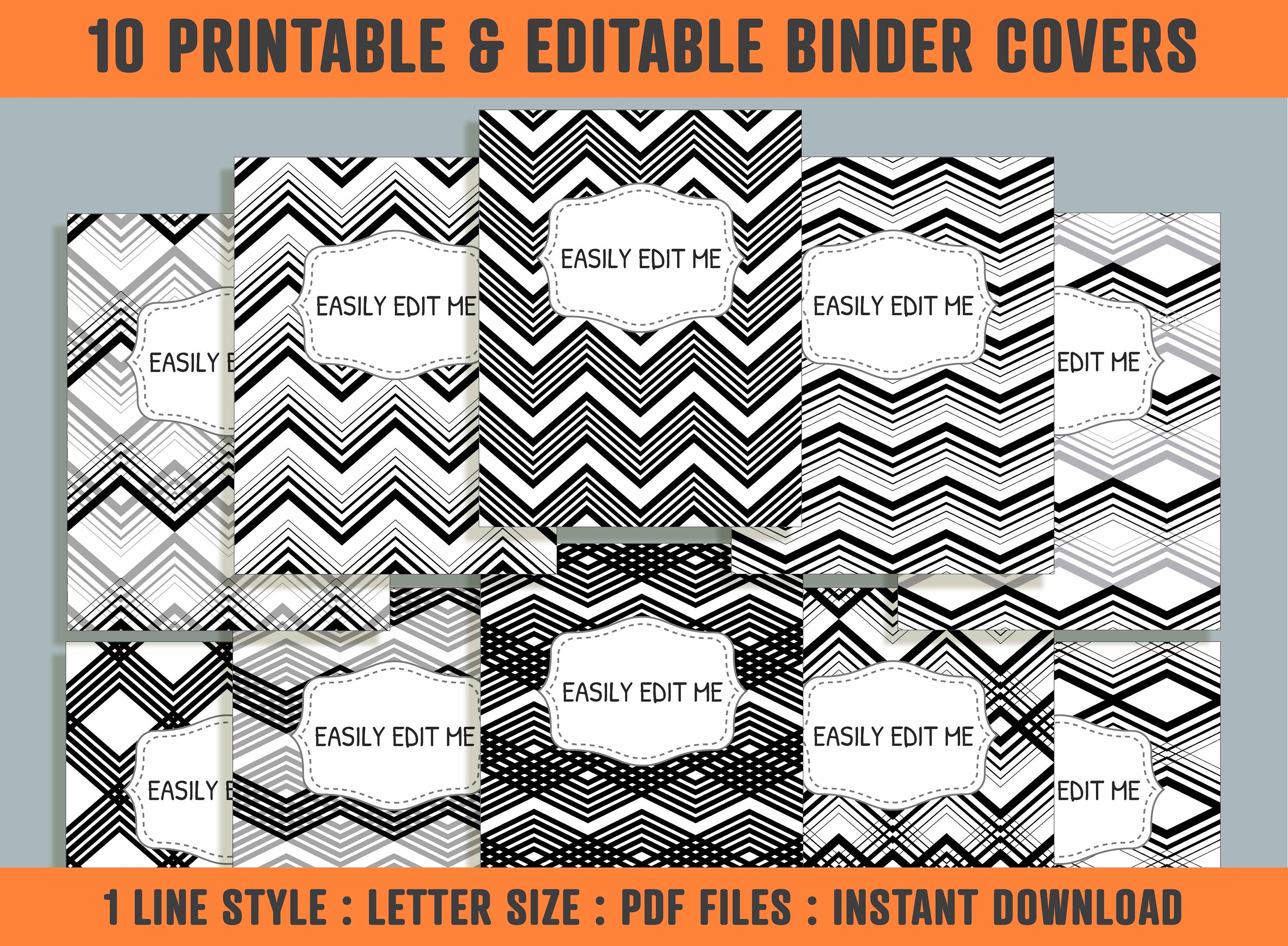 Editable Chevron Binder Cover