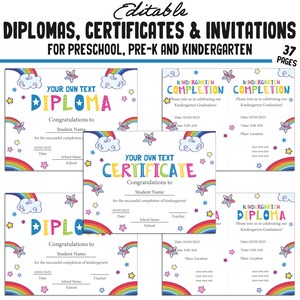 37 Editable Pre-kindergarten, Kindergarten, and Preschool Diploma ...
