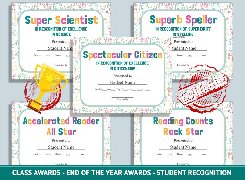 Editable Star Student Certificate Annual Awards End of - Etsy