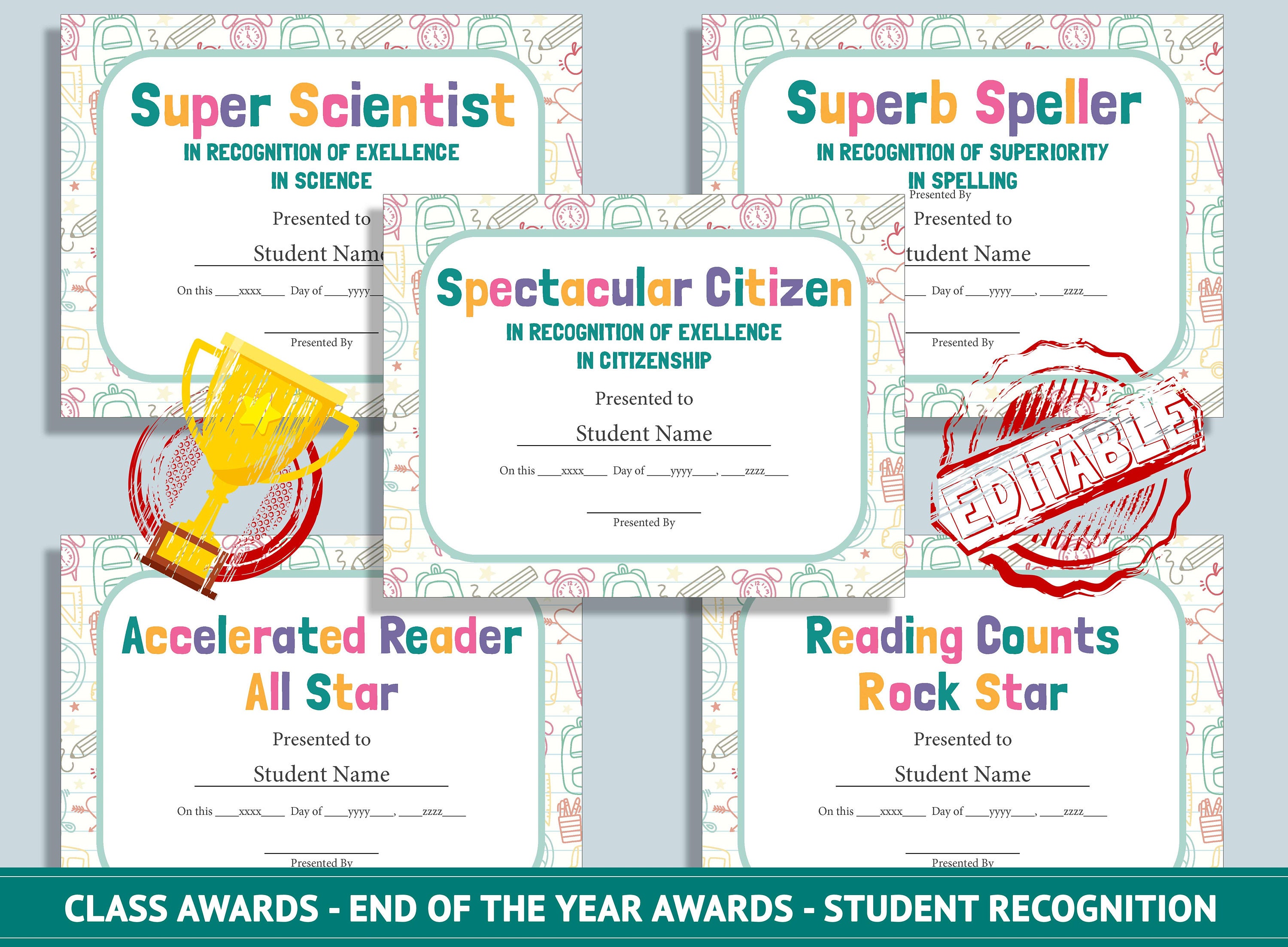 Editable Star Student Certificate Annual Awards End of - Etsy