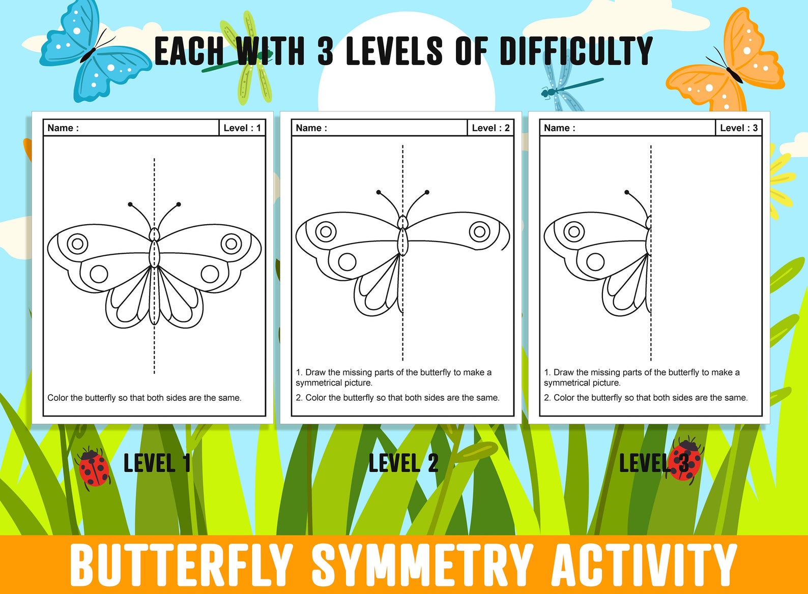 Butterfly Symmetry Art, Spring/summer Butterfly Theme Lines of Symmetry ...