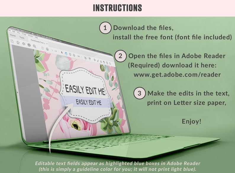 Fruit and Floral Binder Cover 10 Printable & Editable Binder | Etsy