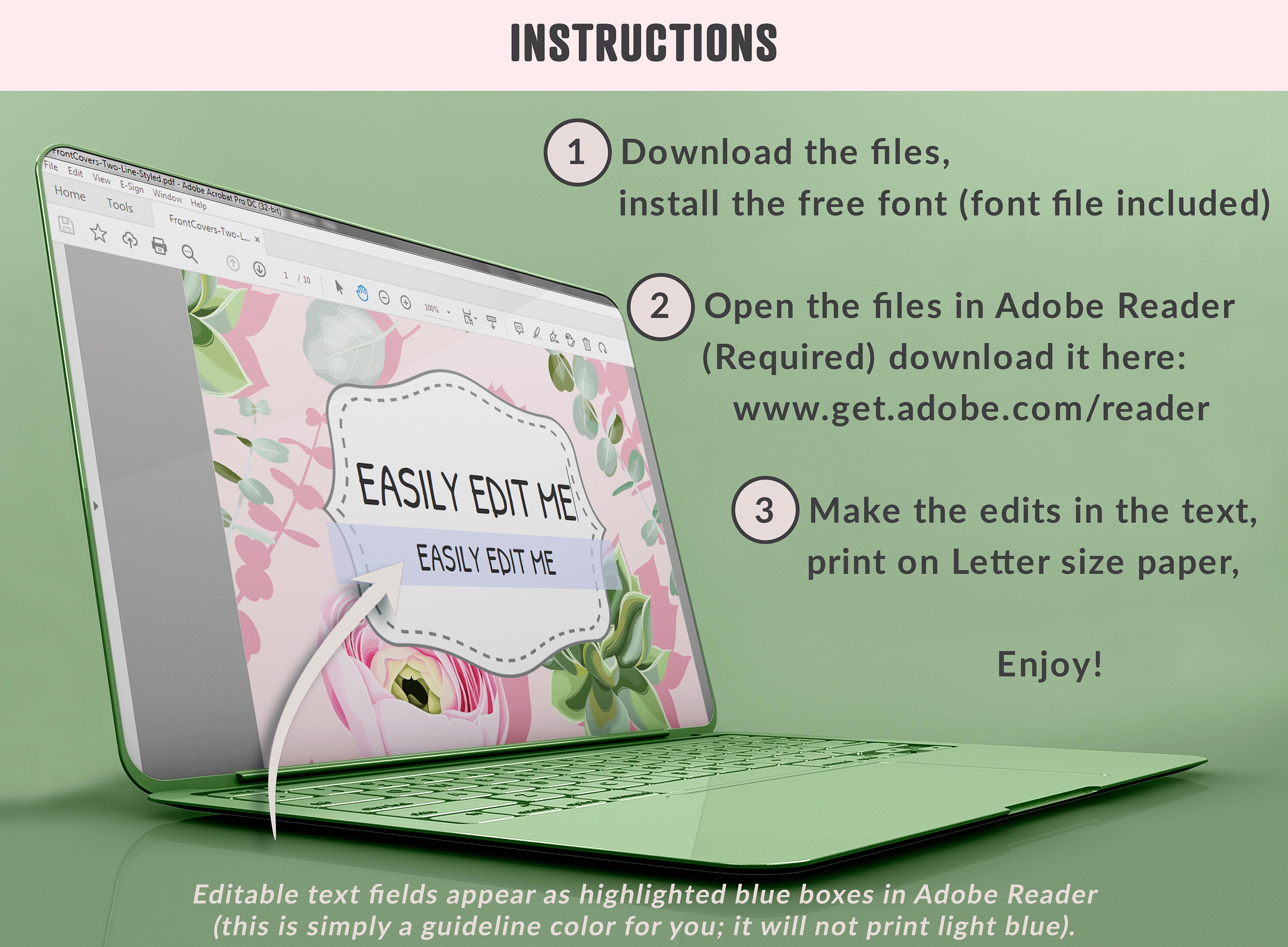 Fruit and Floral Binder Cover 10 Printable & Editable Binder - Etsy