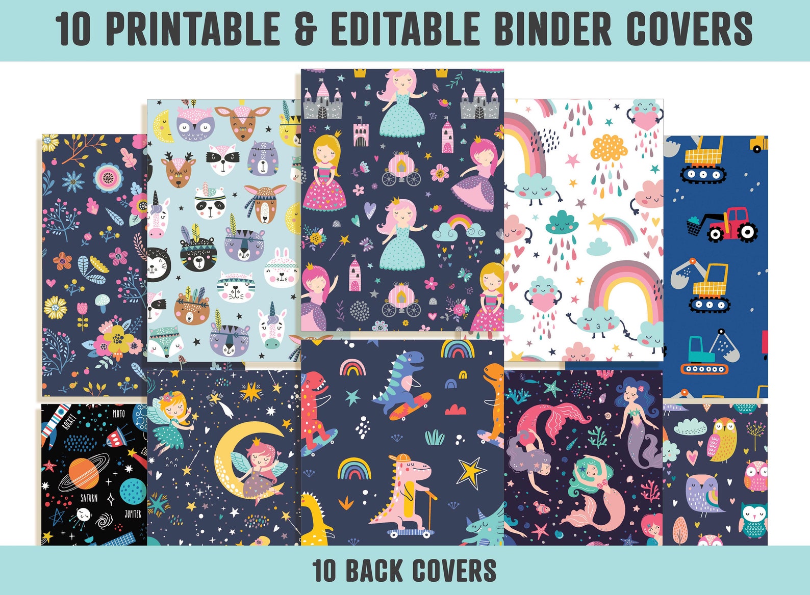 Binder Cover Personalized, 10 Printable/editable Covers Spines, Binder ...
