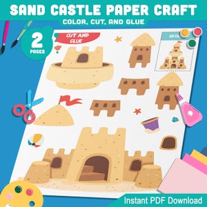 Sand Castle Paper Craft for Kids: Creative Color, Cut, and Glue ...