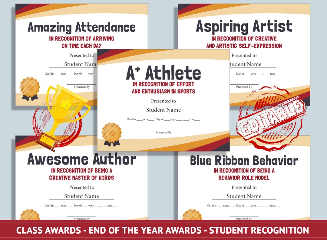 Editable Last Day of School Certificate, End of the Year Awards ...