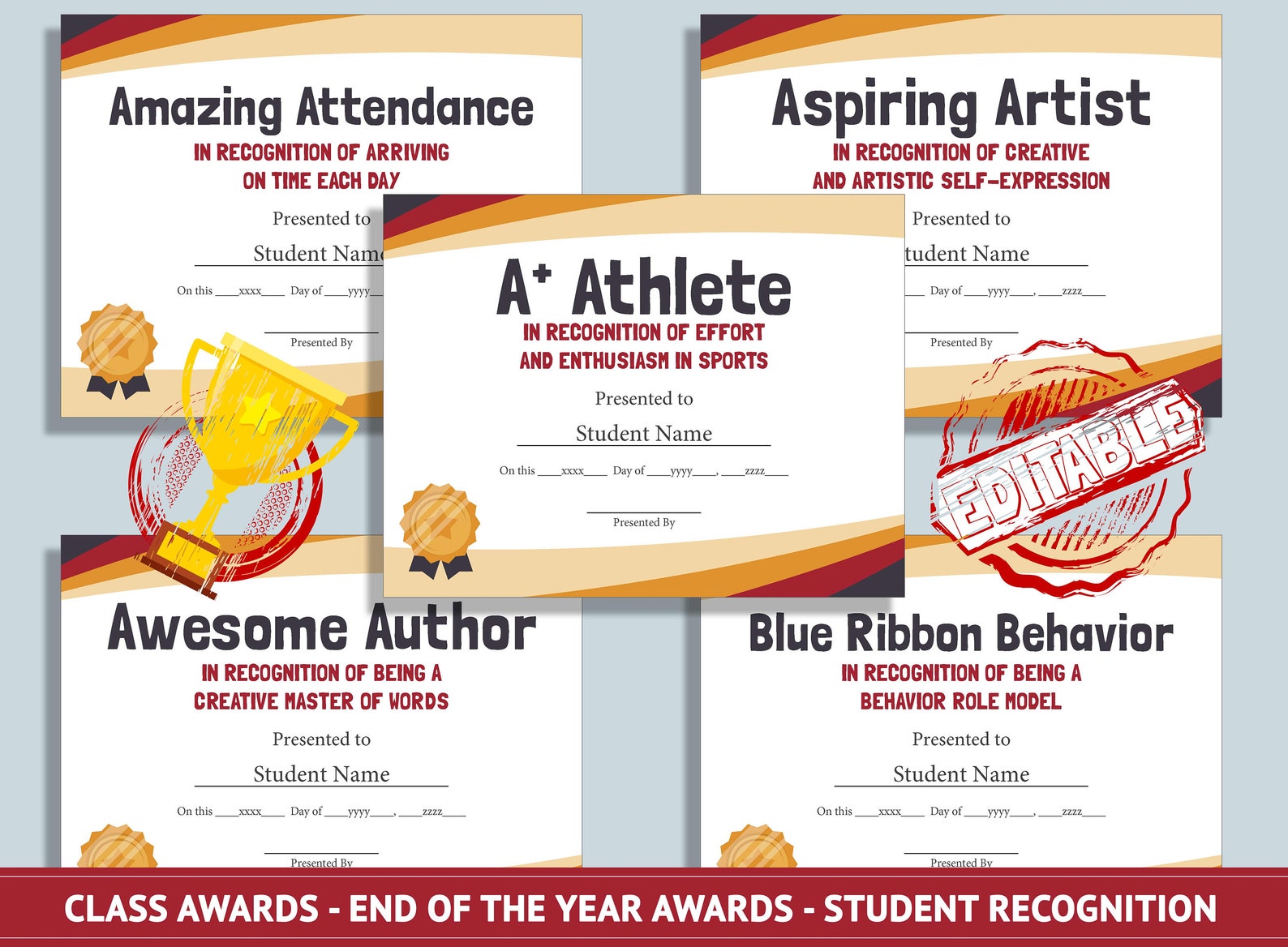 Editable Last Day of School Certificate, End of the Year Awards ...