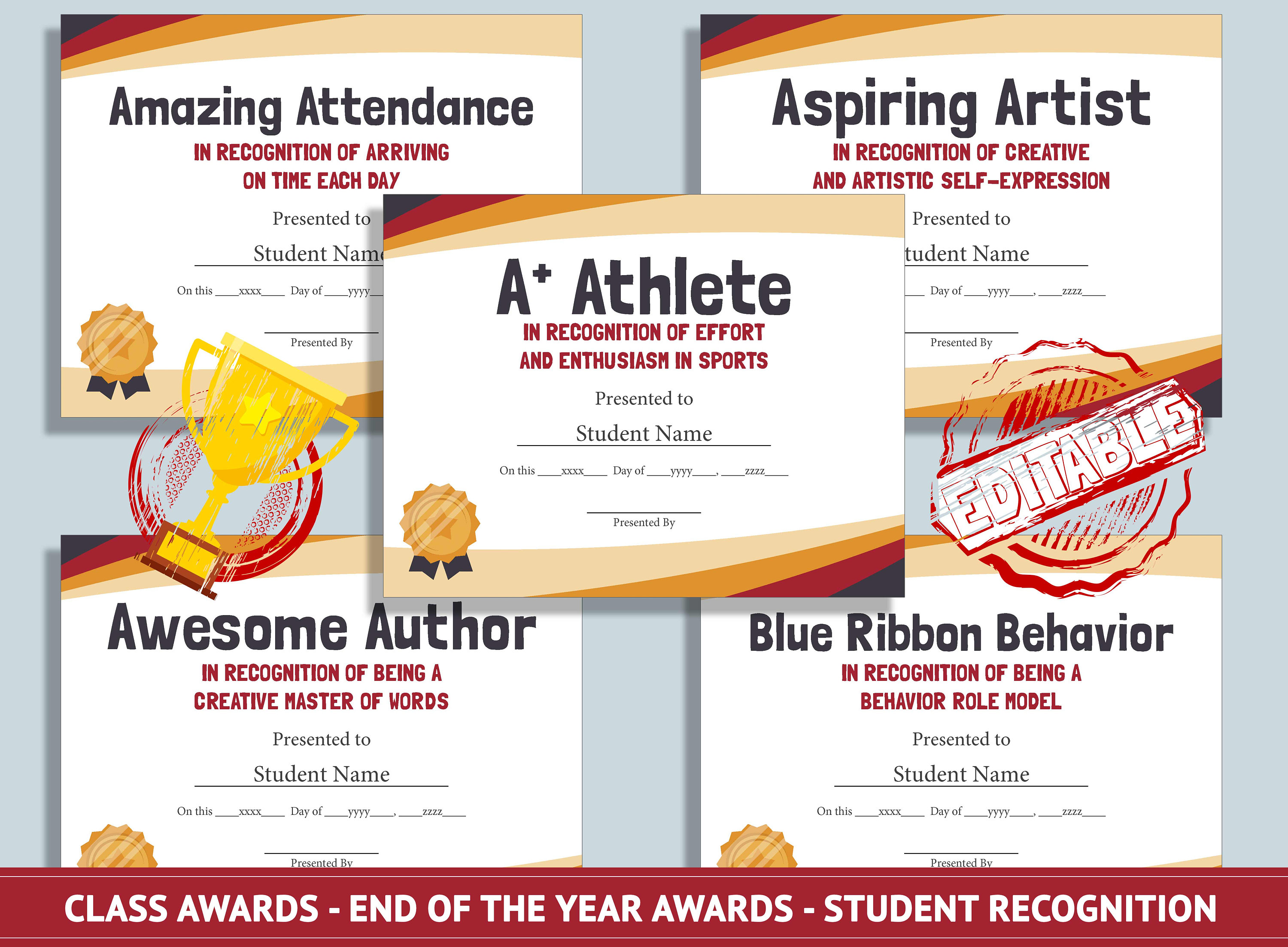 Editable Last Day of School Certificate, End of the Year Awards ...