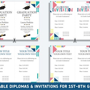 Editable 2nd Grade Diploma, 1st to 8th Grade Diploma, Certificate of ...