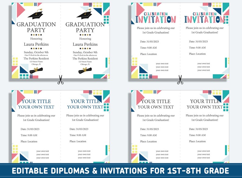 Editable 2nd Grade Diploma, 1st to 8th Grade Diploma, Certificate of ...