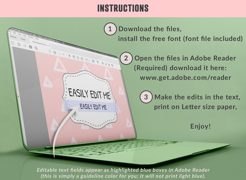 Pink Binder Cover, 10 Printable & Editable Covers+spines, Binder Insert ...