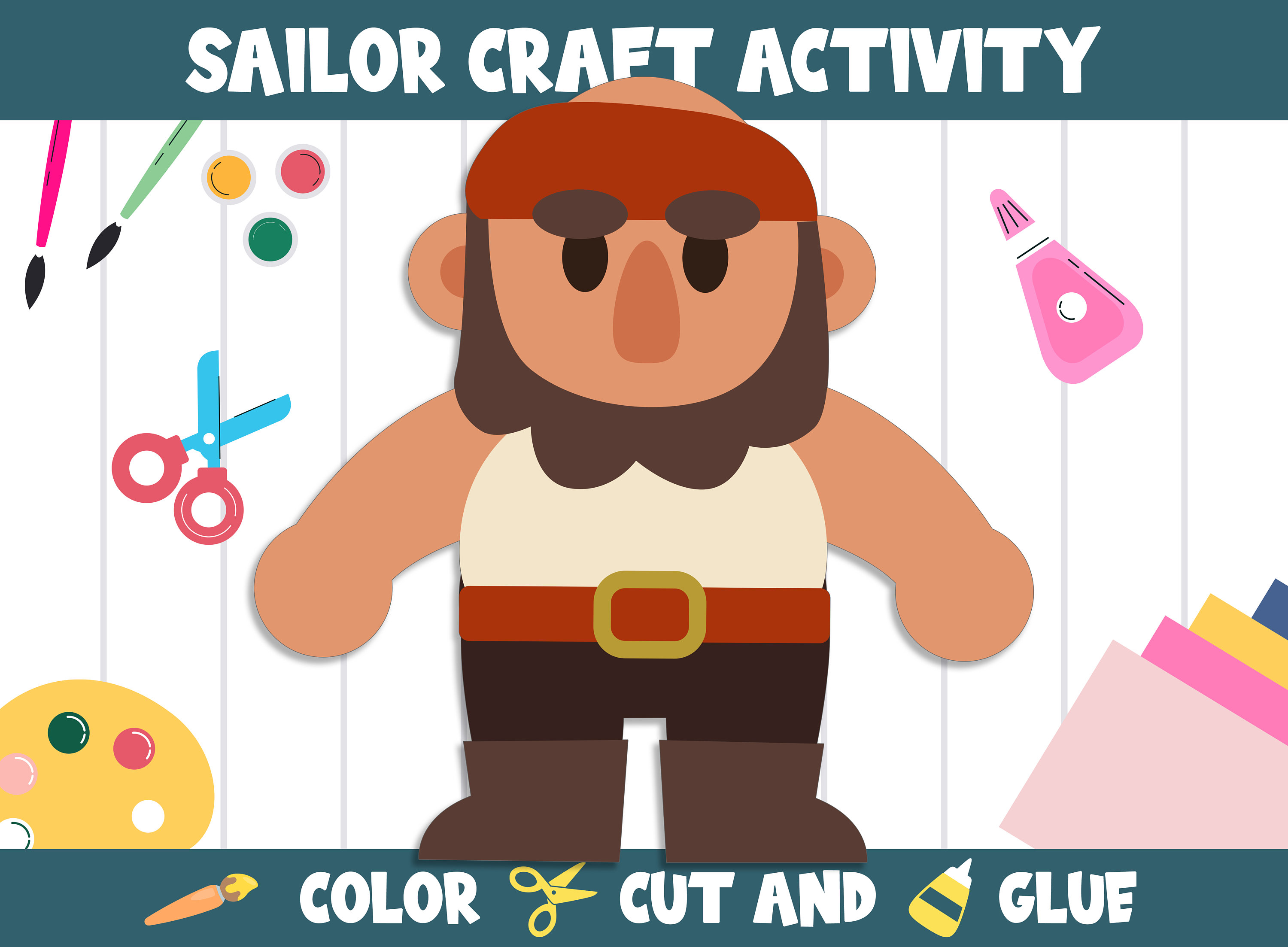Sailor Craft Activity Color, Cut, and Glue for Prek to 2nd Grade, PDF ...