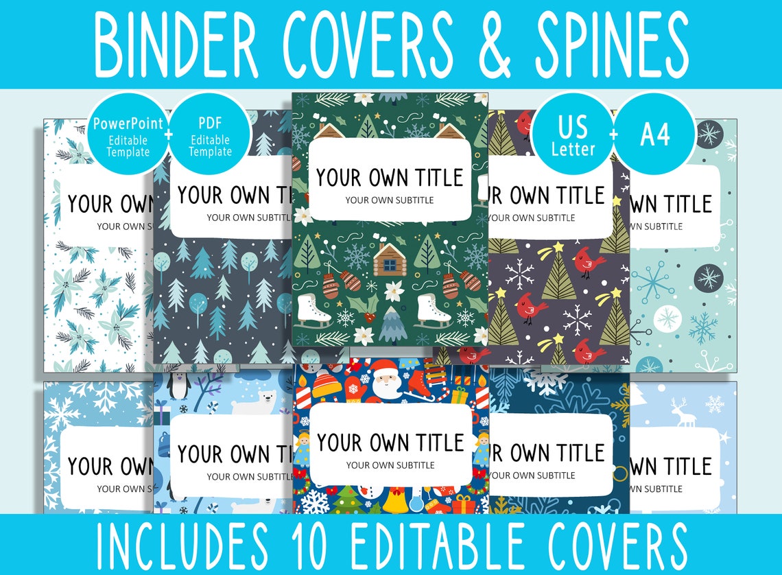 10 Editable Winter Pattern Binder Covers Includes 1 1.5 - Etsy