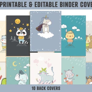 Animal Binder Cover, 10 Printable/editable Covers+spines, Binder Insert ...