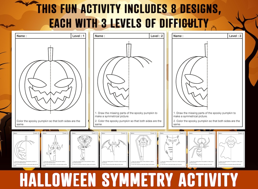 Halloween Symmetry Worksheet, Halloween Theme Lines of Symmetry ...