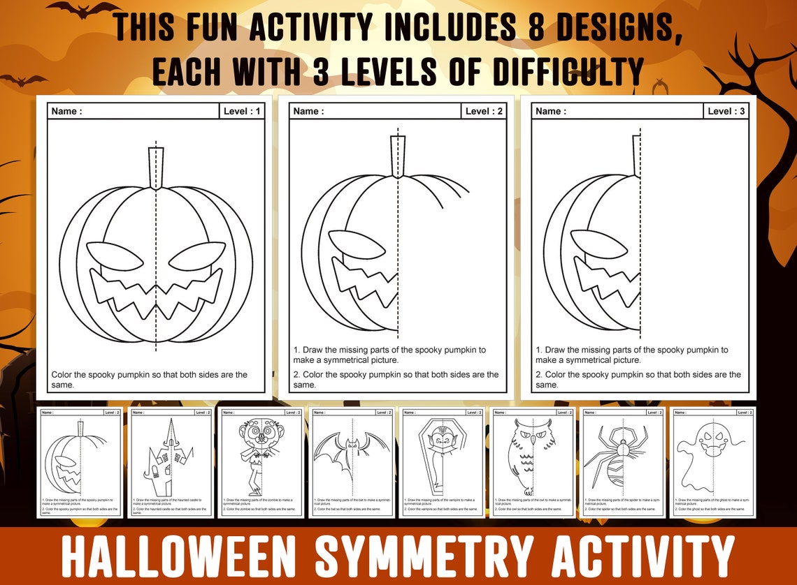 Halloween Symmetry Worksheet, Halloween Theme Lines of Symmetry ...