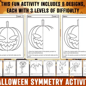 Halloween Symmetry Worksheet, Halloween Theme Lines of Symmetry ...