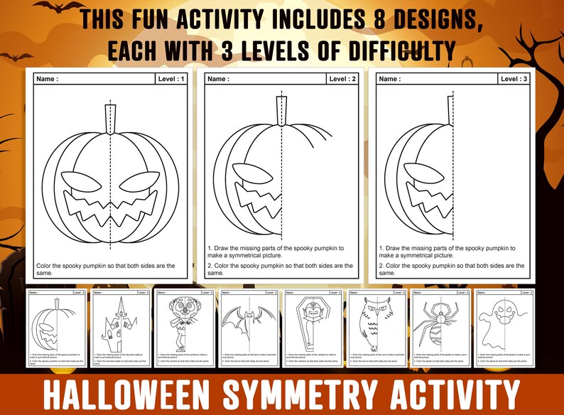 Halloween Symmetry Worksheet, Halloween Theme Lines of Symmetry ...