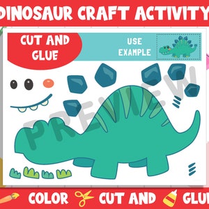Cute Baby Dinosaur Craft Activity - Color, Cut, and Glue for Prek to ...