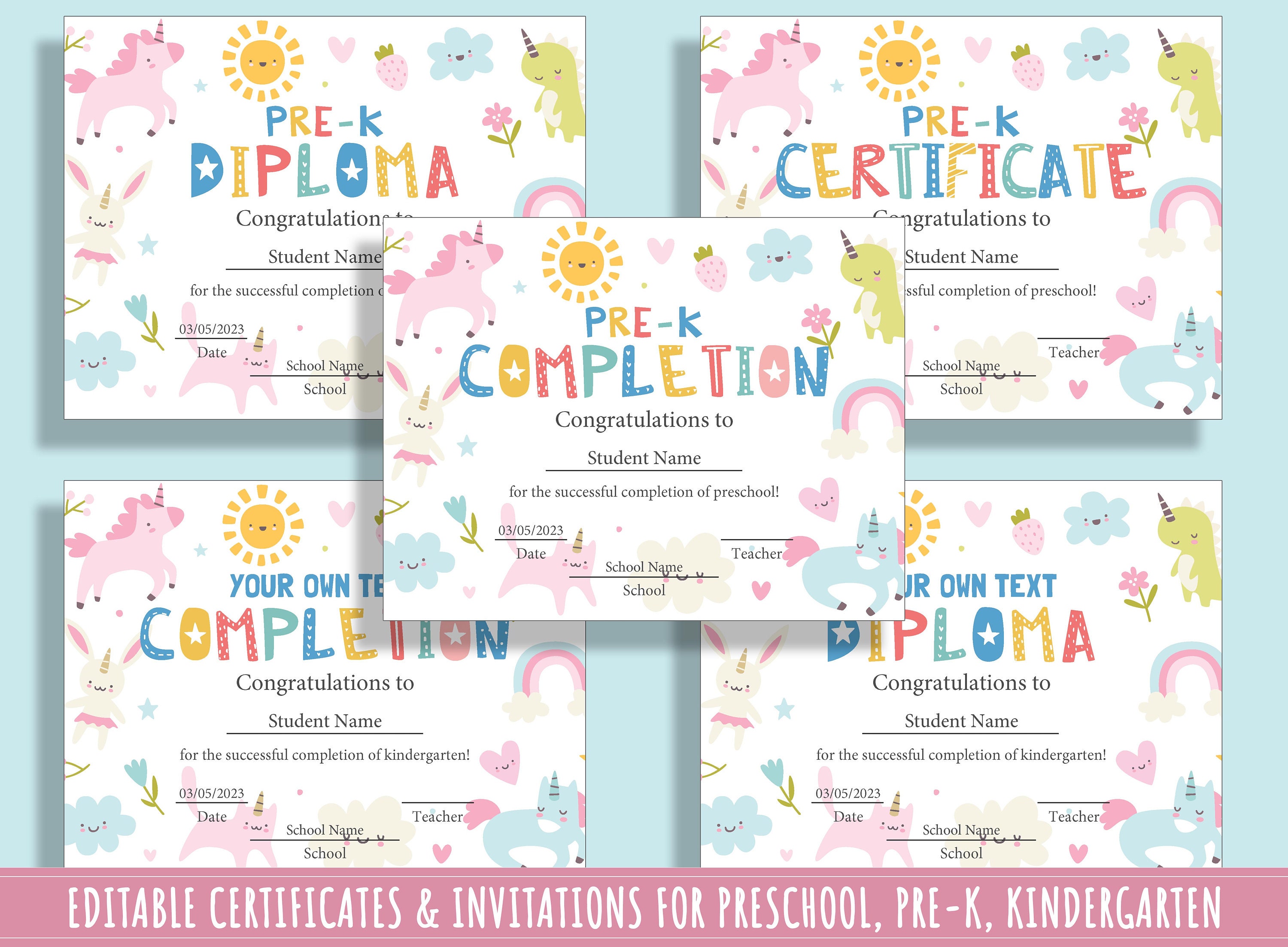 Editable Graduation Certificates, Diplomas, and Invitations Template ...