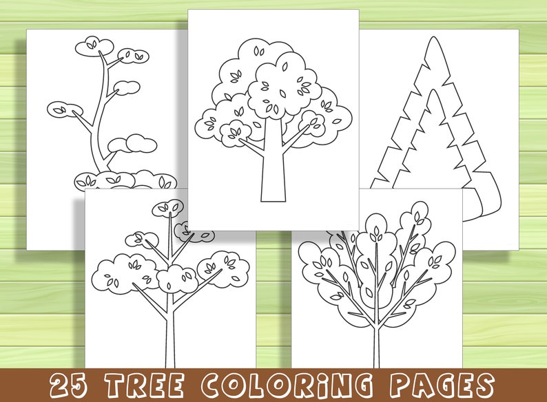 25 Beautiful Tree Coloring Pages for Preschool and Kindergarten, PDF ...