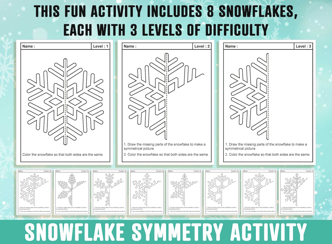 Snowflake Symmetry Worksheet, Snowflake Theme Lines of Symmetry ...