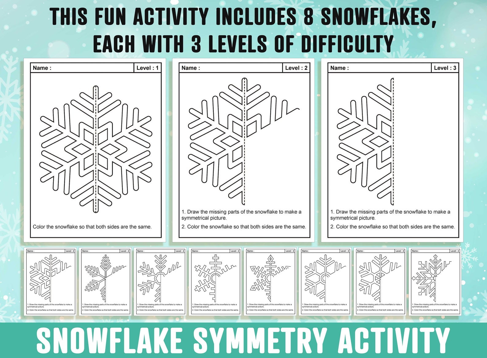 Snowflake Symmetry Worksheet, Snowflake Theme Lines of Symmetry ...