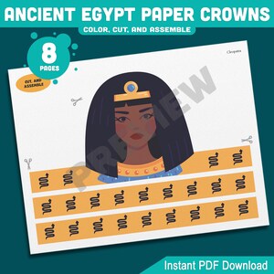 Ancient Egypt Paper Crown Templates – 4 Fun Printable Headband Designs ...