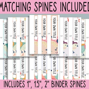 10 Editable Singing Bird Binder Covers, Includes 1", 1.5", 2" Spines ...