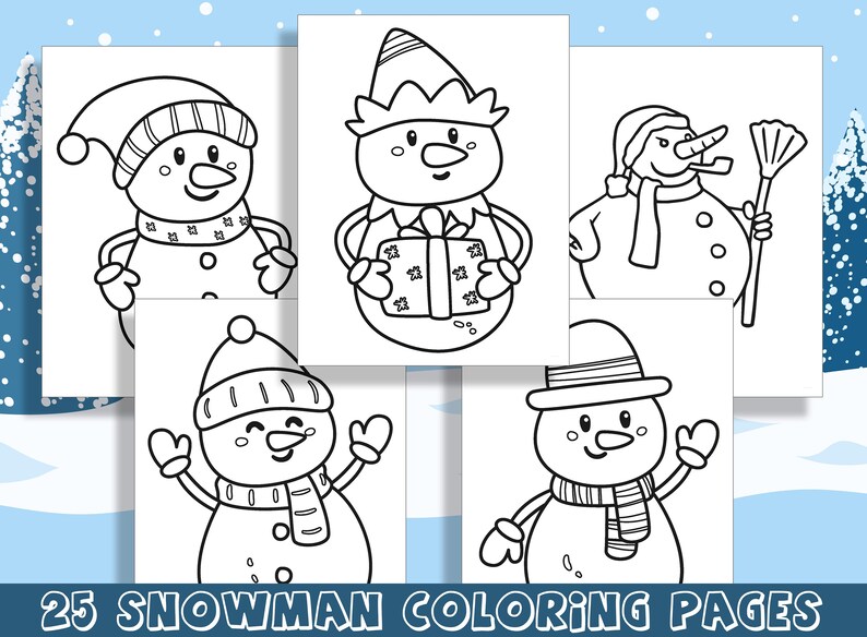 25 Adorable Snowman Coloring Pages for Preschool and Kindergarten, PDF ...