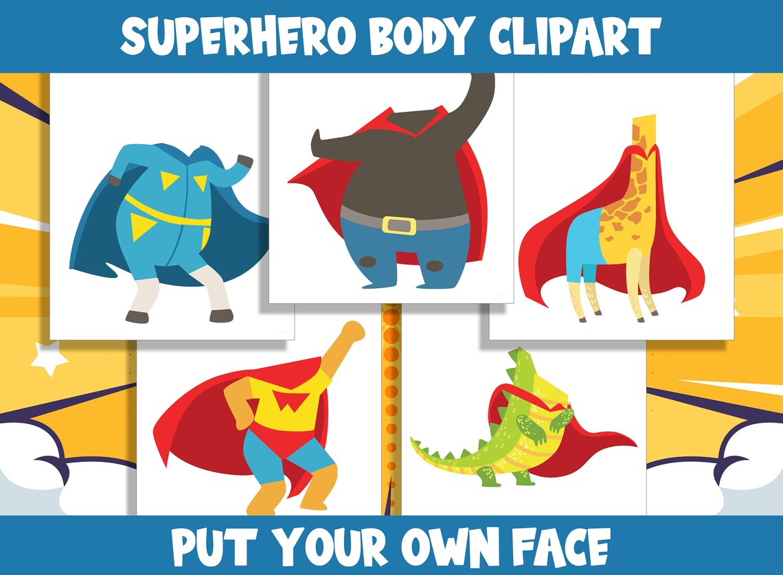 Animal Superhero Body Clipart Set for Prek to 6th Grade, 20 Pages, PDF ...