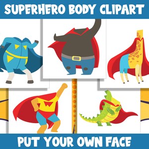 Animal Superhero Body Clipart Set for Prek to 6th Grade, 20 Pages, PDF ...