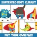 Animal Superhero Body Clipart Set for Prek to 6th Grade, 20 Pages, PDF ...