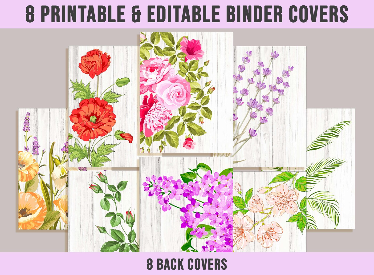 Editable Binder Covers, 8 Printable & Editable Binder Coversspines ...