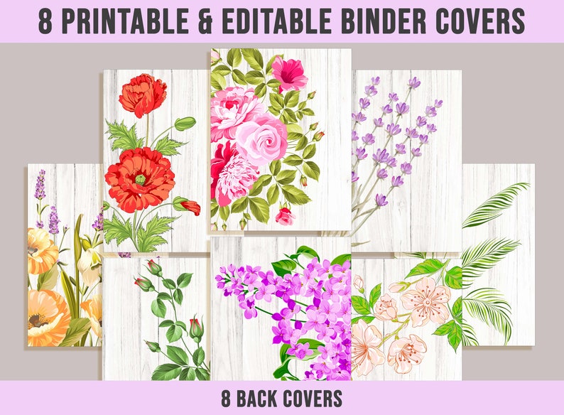 Editable Binder Covers, 8 Printable & Editable Binder Coversspines ...