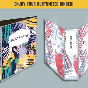 Abstract Doodle Pattern Binder Cover, 10 Printable & Editable Binder ...