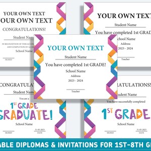 Editable 6th Grade Diploma, 1st to 8th Grade Diploma, Certificate of ...