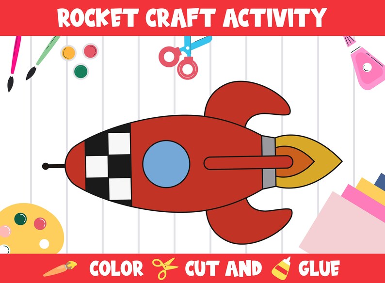 Rocket Craft Activity Color, Cut, and Glue for Prek to 2nd Grade, PDF ...