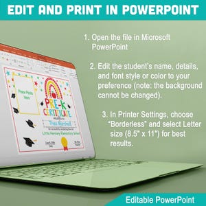 Editable Pre-k Moving up Certificate With Student Photo, Graduation ...
