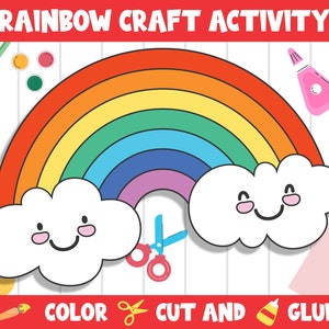 Cute Rainbow Craft Activity - Color, Cut, and Glue for Prek to 2nd ...