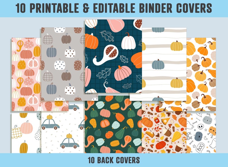 Pumpkins Binder Cover, 10 Printable/editable Binder Covers+spines ...