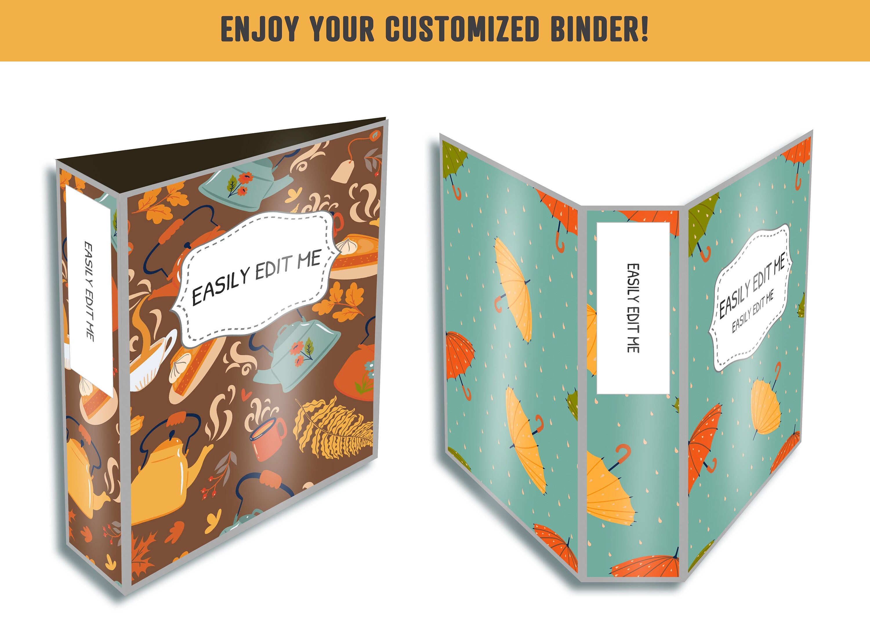 Fall Binder Cover 10 Printable & Editable Coversspines - Etsy