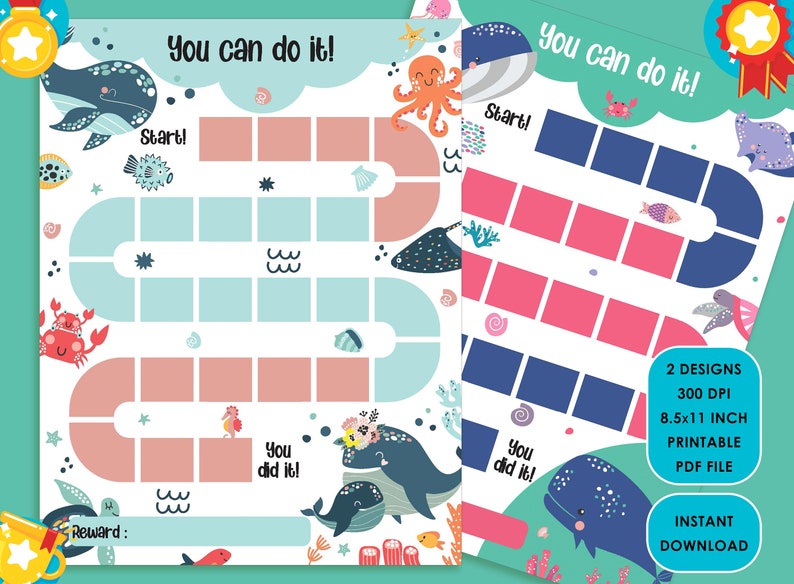 Adorable Printable Whale Reward Chart for Kids, Sea Life-themed ...