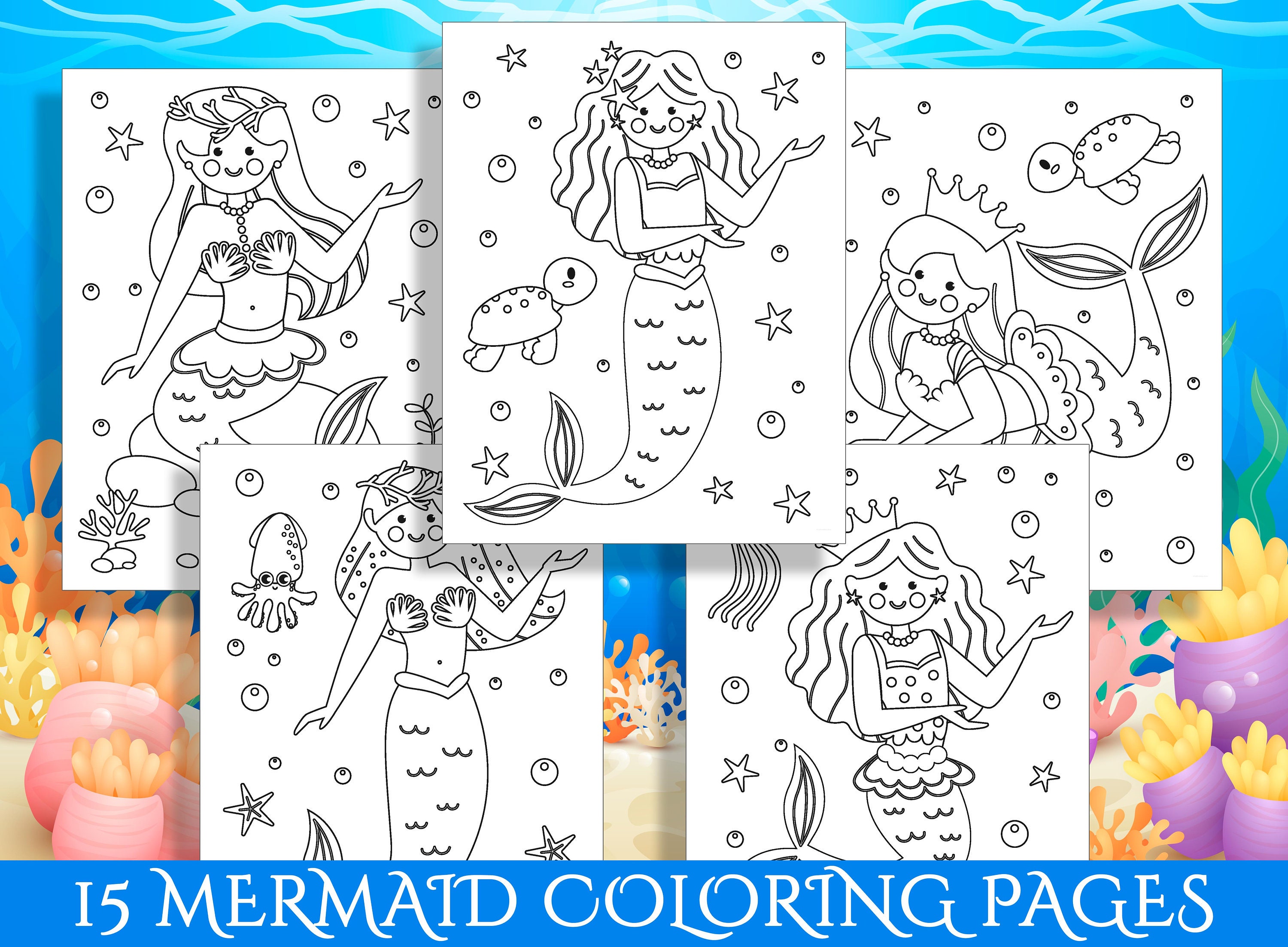 Under the Sea: A Mermaid Coloring Adventure for Preschool and ...