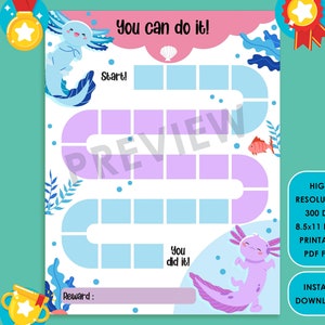 Adorable Printable Axolotl Reward Chart for Kids, Ajolote Behavior and ...